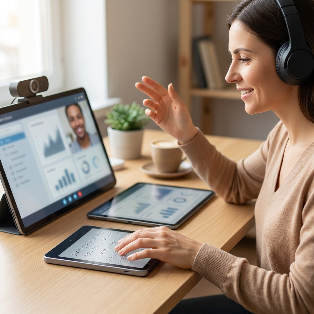 Wireless Braille Tablets with Cloud Sync and Remote Training for Indep